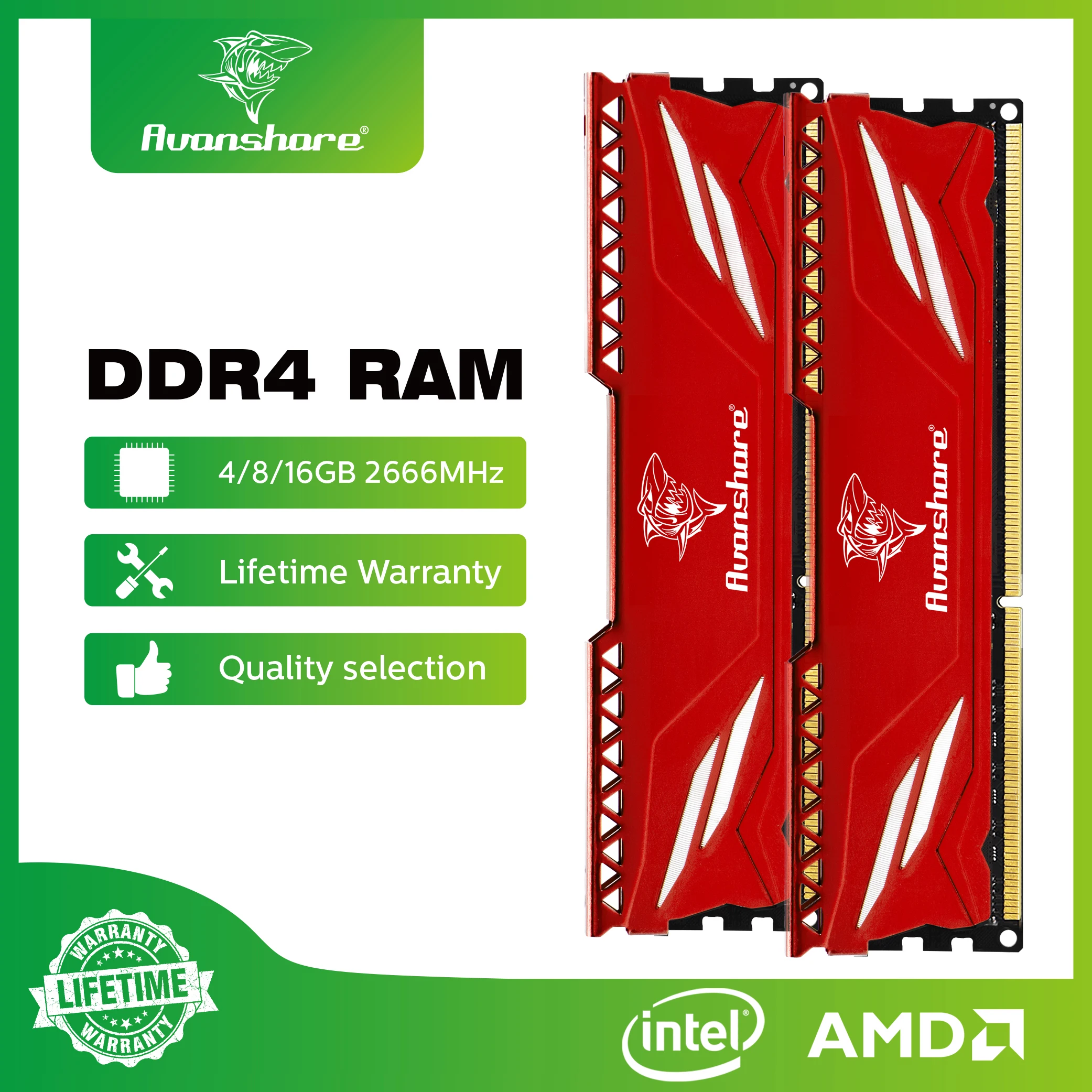 Avanshare-Memoria-Ram-DDR4-8GB-4GB-16GB-2400mhz-3200-2666mhz-PC-Heat ...