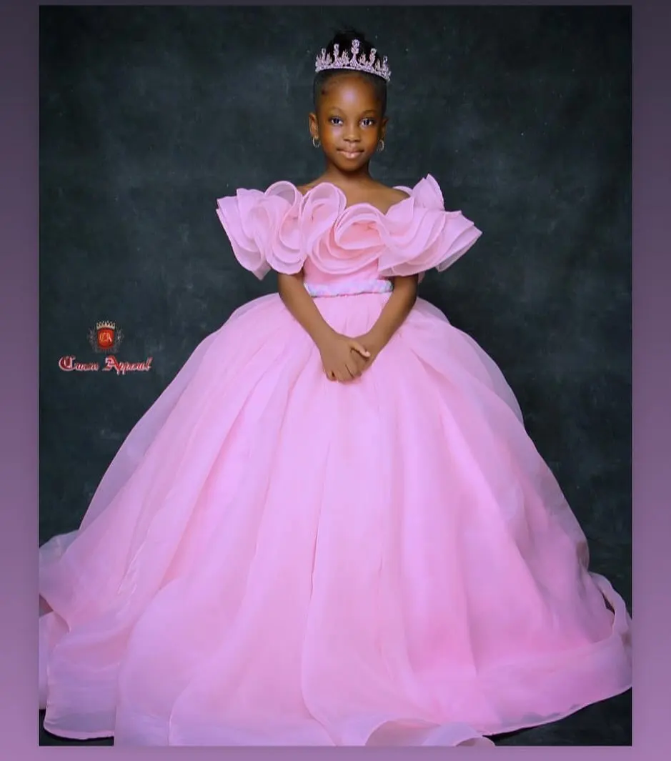 Pink Kids Birthday Dresses Customized Flower Girl Dresses Off the ...