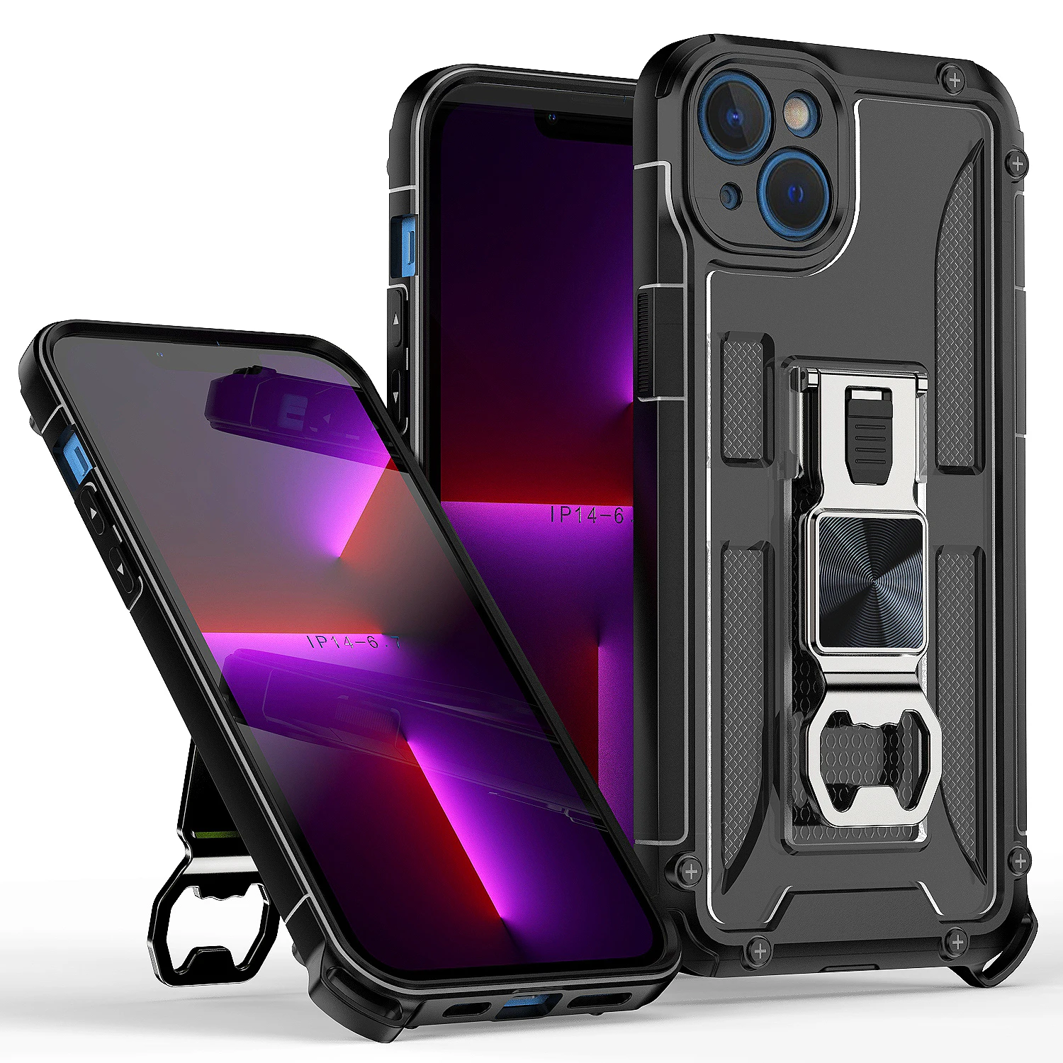 Ring Stand Magnetic Shockproof Phone Case For iPhone 15 14 13 12 11 Pro ...