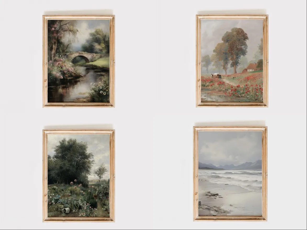 Vintage-Rustic-Painting-Printable-Wall-Art-Soft-Tonal-Spring-Landscape ...