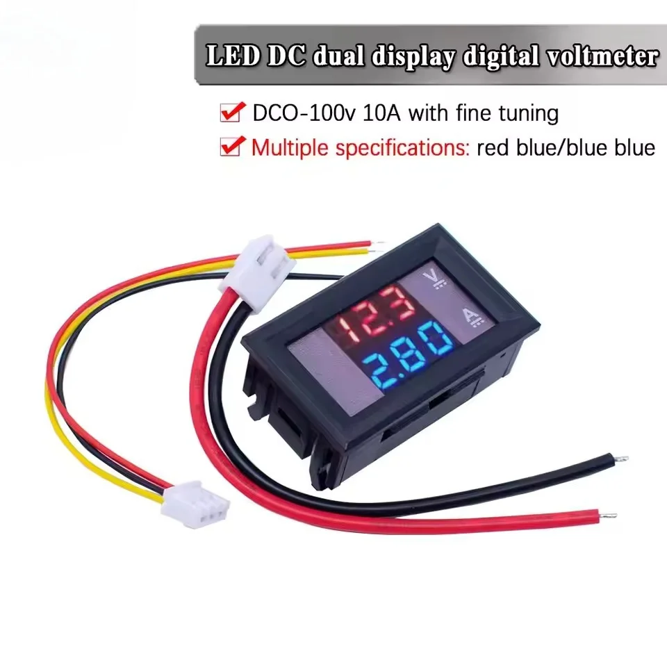 DC 0-100V 10A Digital Voltmeter Ammeter Dual Display Voltage Detector ...