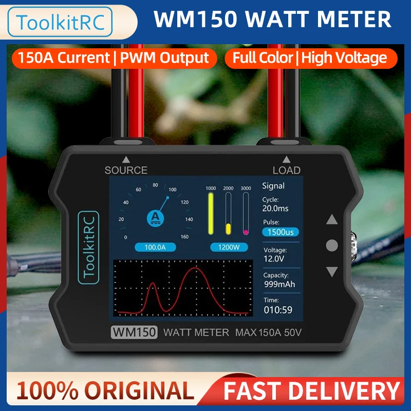 ToolkitRC-WM150-Watt-Meter-150A-50V-Power-Analyzer-LCD-Display-Voltage ...