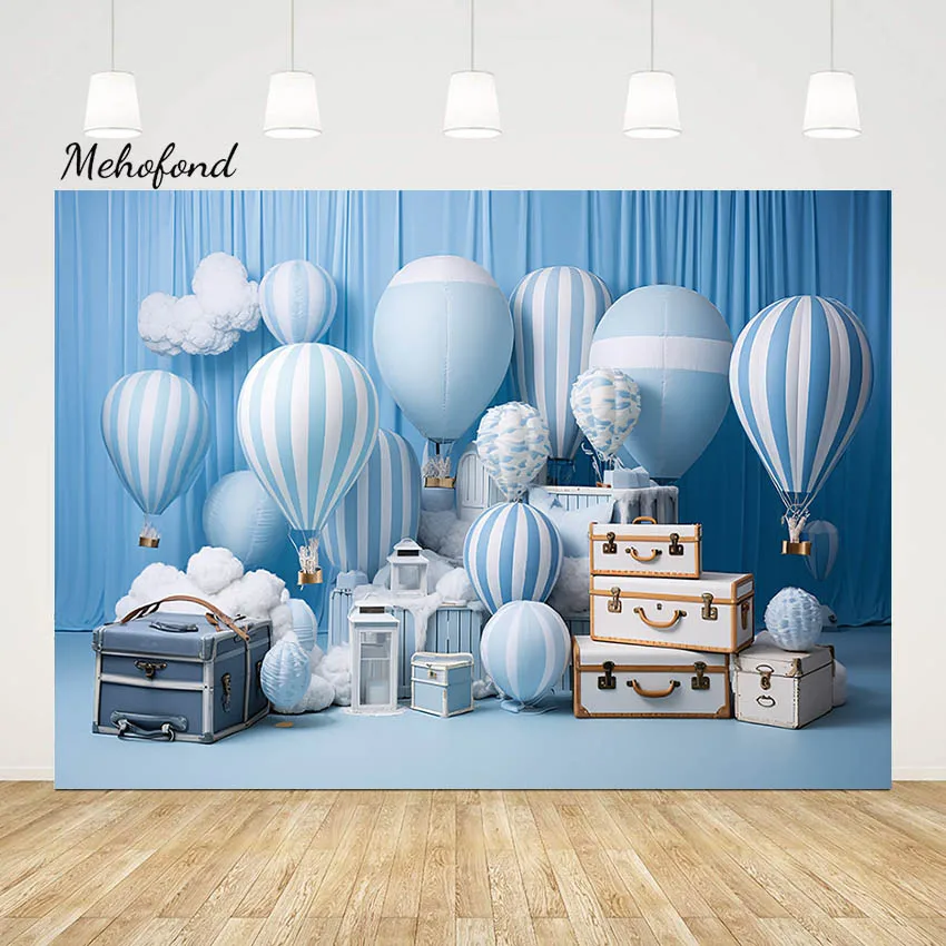 Mehofond-Photography-Background-Blue-Boy-Hot-Balloon-Baby-Birthday ...