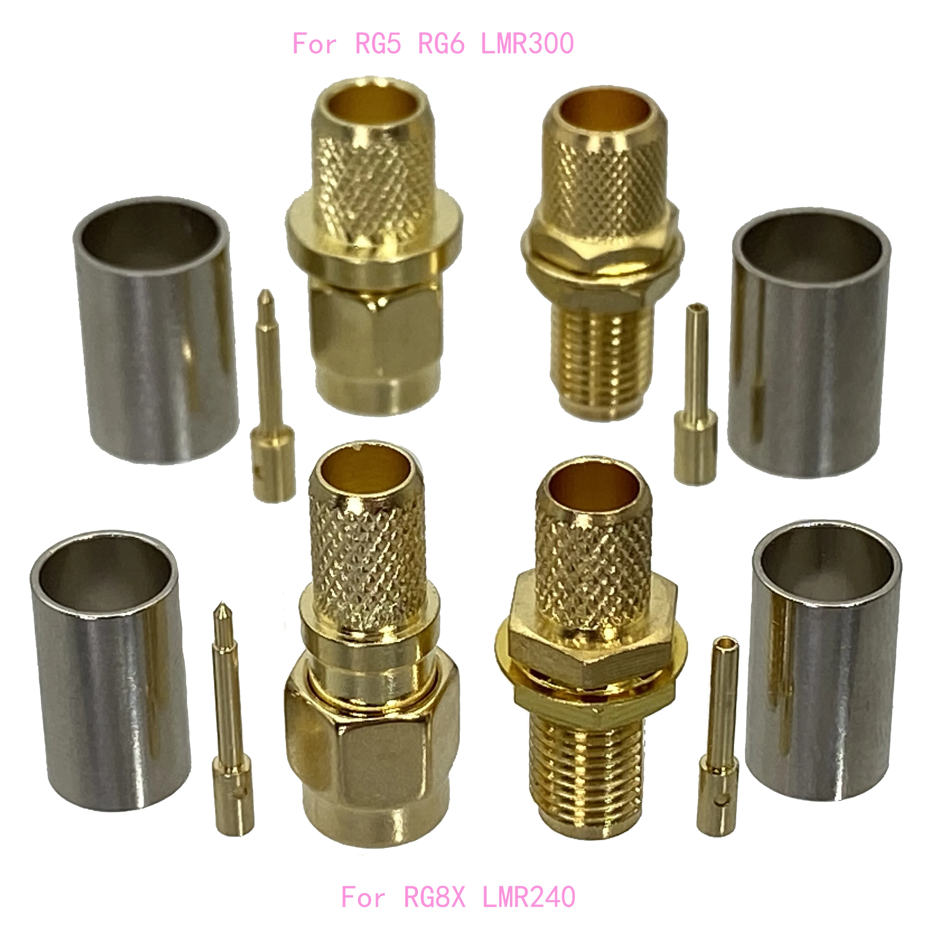 10Pcs-SMA-Male-plug-Female-Jack-Bulkhead-Crimp-RG8X-LMR240-RG5-RG6 ...