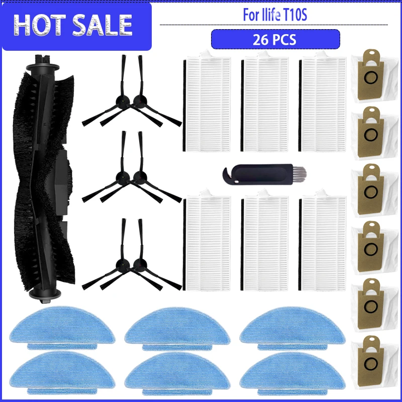 Main-Side-Brush-Hepa-Filter-Mop-Dust-Bag-For-iLife-T10s-Robot-Vacuum ...