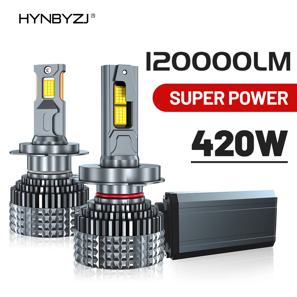 HYNBYZJ faro LED para coche, lámpara de 9012 W, 120000LM, H7, Canbus, Super HB4, H11, H4, H1 ...
