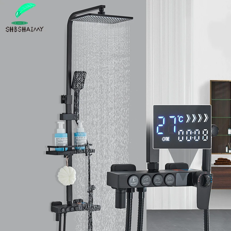 Thermostatic-Shower-Faucet-Set-Bathroom-Digital-Display-Black-Shower-Faucet-Rainfall-Shower-Set ...