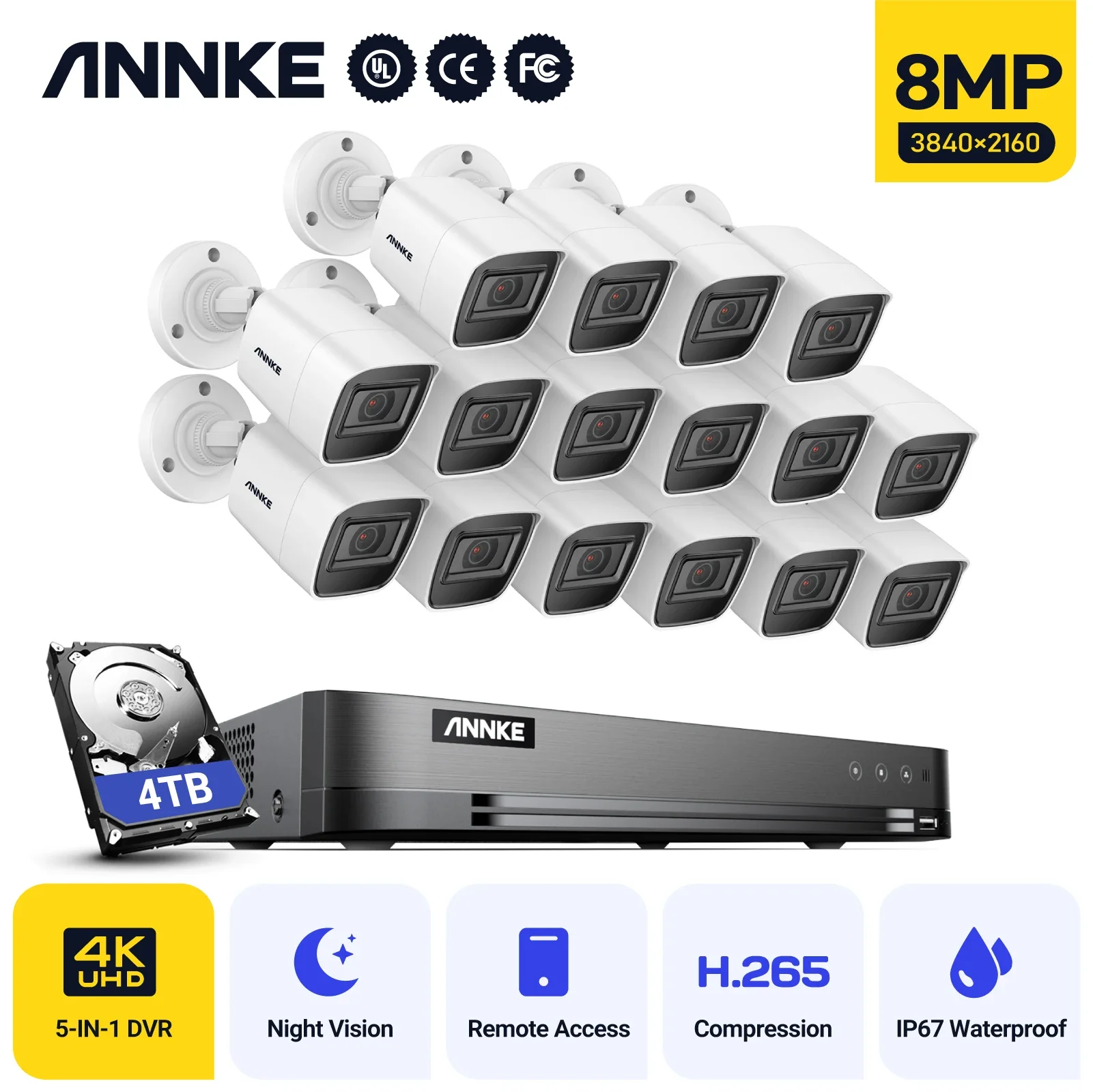 ANNKE-4K-Ultra-HD-16CH-DVR-Security-Camera-System-with-8PCS-Full-Color ...
