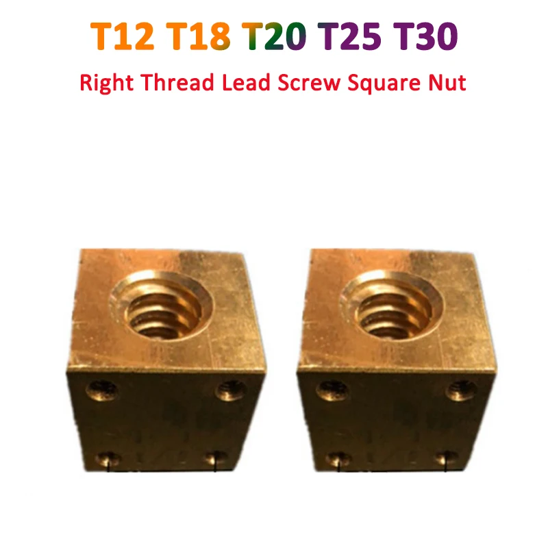 1pc T12 T18 T20 T25 T30 Brass Lead Screw Square Nut Trapezoid Screw ...