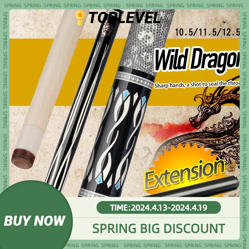 KONLLEN-Wild-Dragon-Pool-Cue-with-Leather-Wrap-Handle-Stick-Maple-Shaft ...