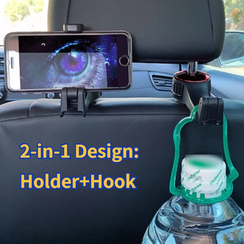 Car-Headrest-Hook-with-Phone-Holder-Universal-360-Rotation-Car-Seat ...