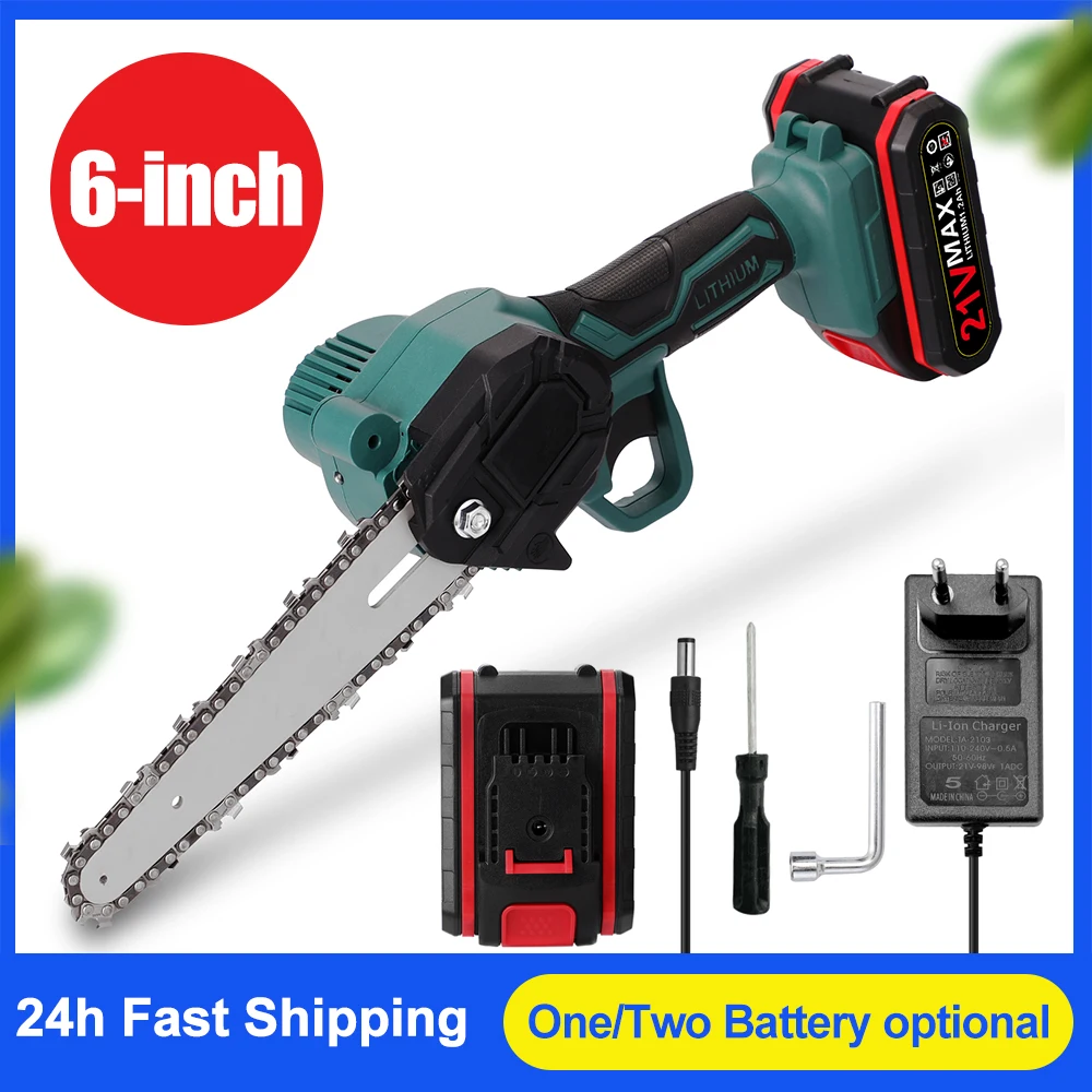 6 Inch 21v Electric Saw Chainsaw Mini Pruning Chain Saw Rechargeable ...