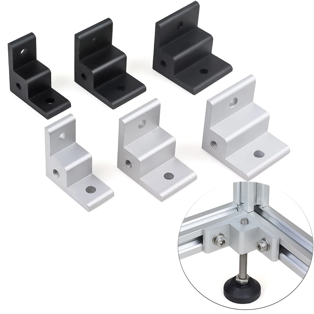 Aluminum-Foot-Pad-Mounting-Bracket-Right-angle-Corner-Code-Anchor-Wheel ...