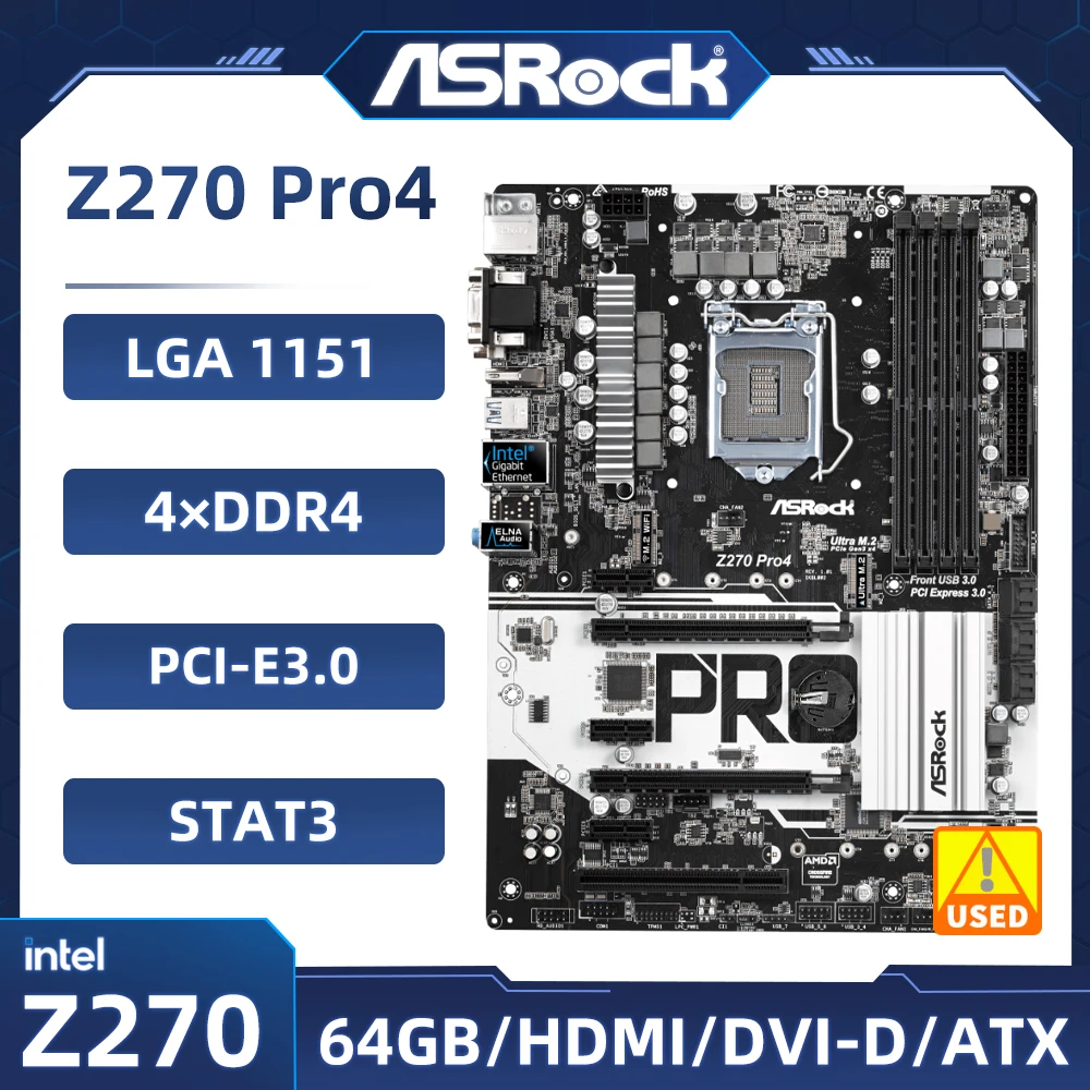 ASRock-Z270-PRO4-Motherboard-Intel-Z270-LGA-1151-DDR4-64GB-PCI-E-3-0 ...