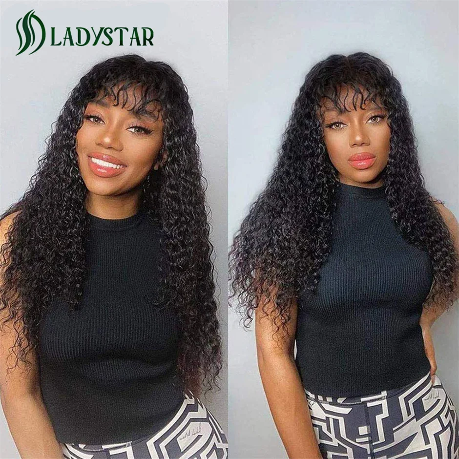 Jerry curly human hair wig with bangs (Brand – Ladystar) - Hair.lk