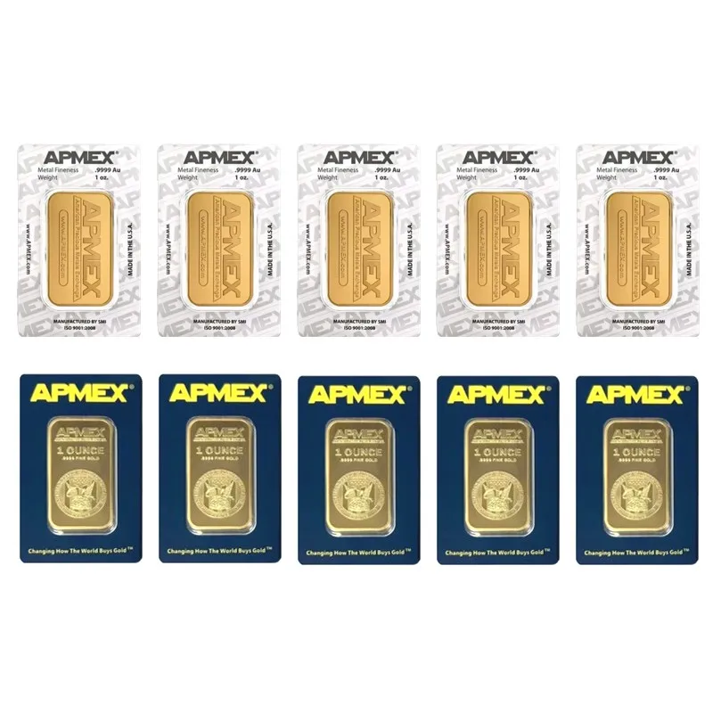 1~10pcs 1oz APMEX Gold Bar 24k Gold Plated Brass Bullion with Sealed ...