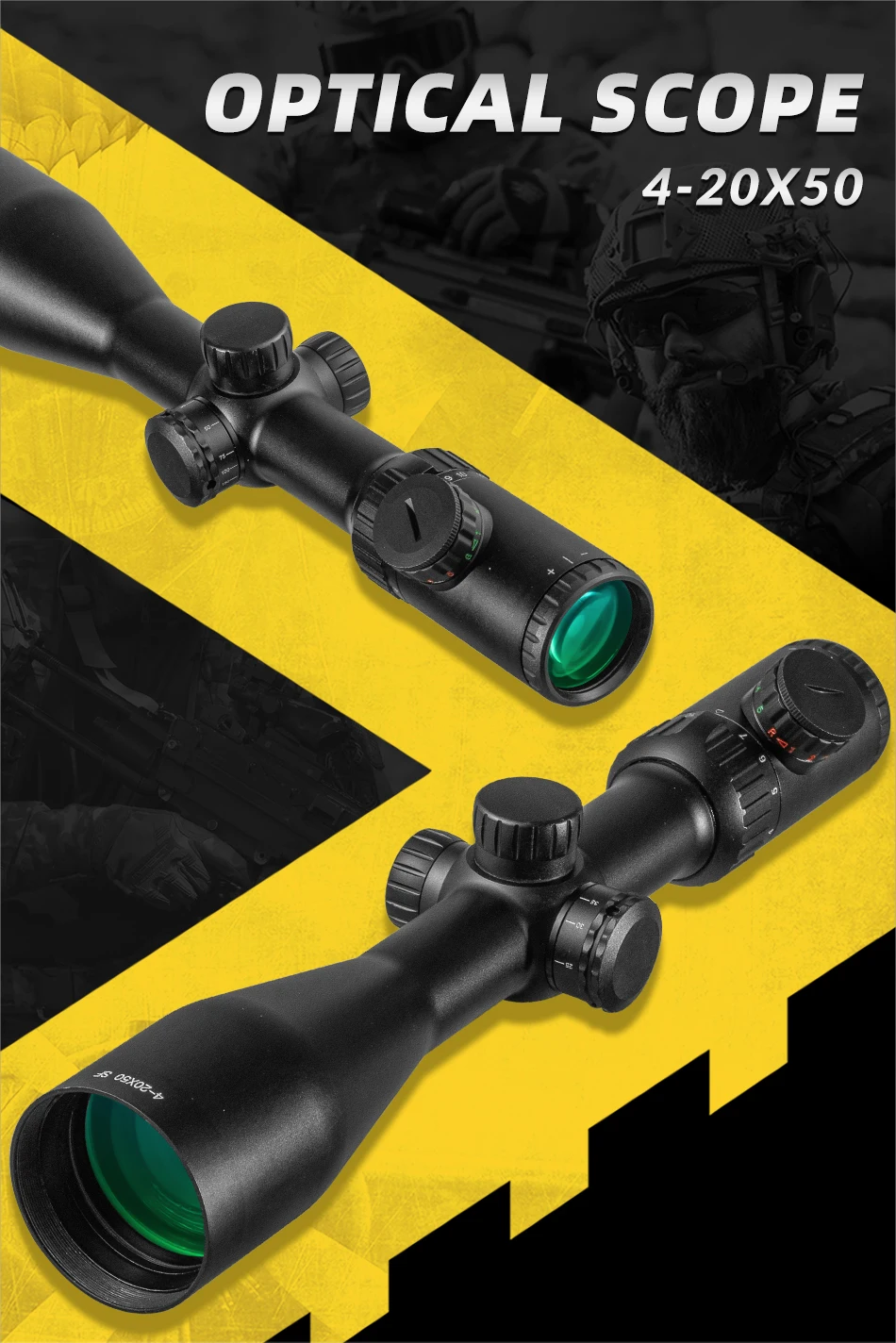 Fire Wolf 4-20X50 SF Riflescope Hunting Optics Scopes Adjustable Red ...