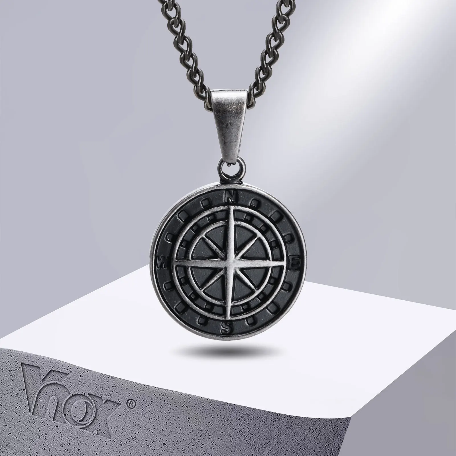 Vnox-collares-de-br-jula-para-hombre-colgante-de-moneda-redondo-de ...