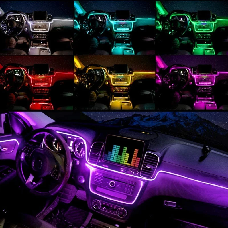 Tira de luz ambiental Flexible para Interior de coche, Lámpara ...