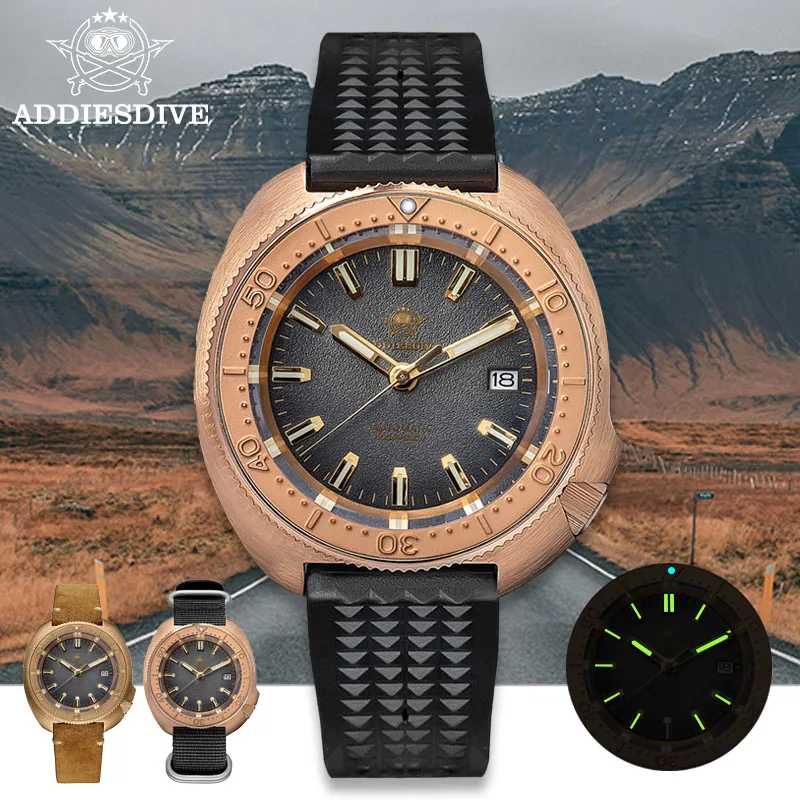 ADDIESDIVE Bronze Watch High End Sapphire Bronze Bezel Automatic Watch ...