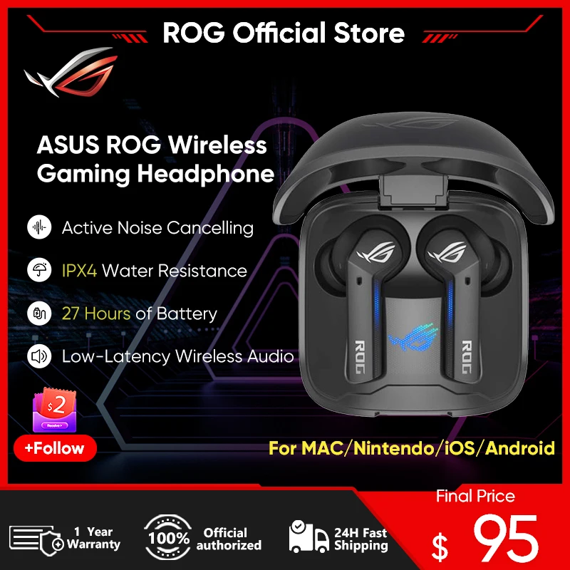 ASUS-auriculares inalámbricos ROG Cetra para juegos, cascos TWS con ...