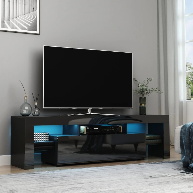 High-Gloss-TV-Stand-Cabinet-with-Remote-Controlled-LED-Lights-Media-TV ...