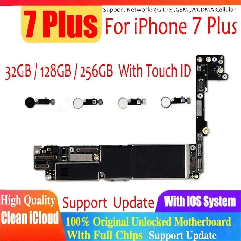 Factory Unlocked Plate For iPhone 7 Plus Motherboard With Touch ID Main ...