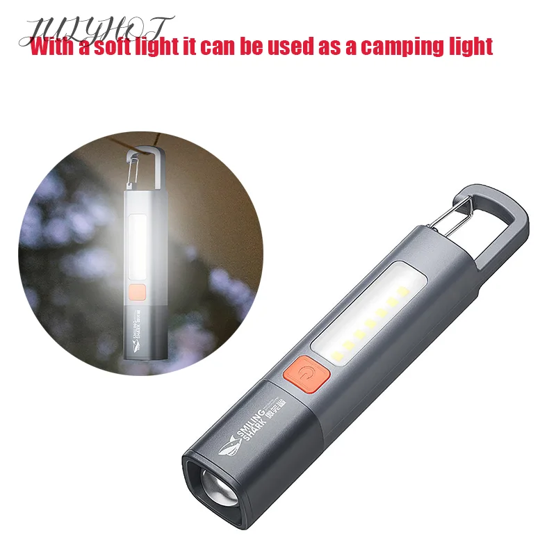 Smiling-Shark-LED-Torch-Light-XPE-Super-Bright-Flashlight-With-Hook ...