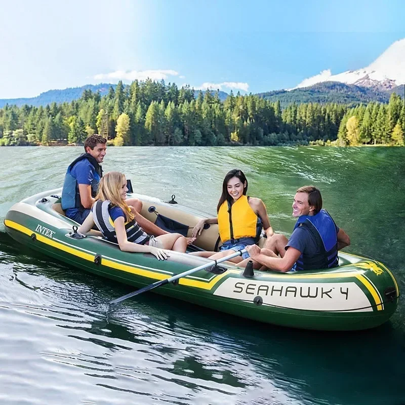 Iatable Boat 4 Person Fishing Boat Set with Paddles Air Pump PVC Kayak ...