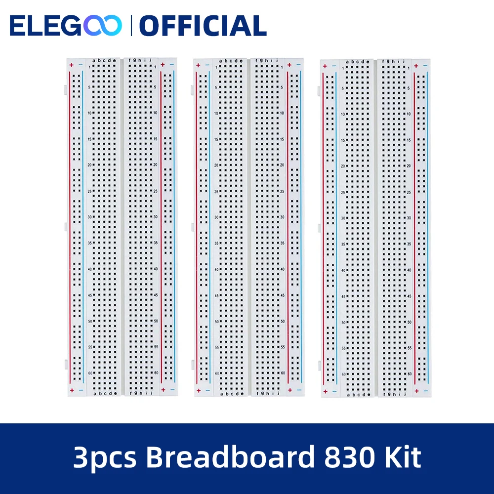 ELEGOO 3pcs Breadboard 830 Point Solderless Prototype PCB Board Kit for ...