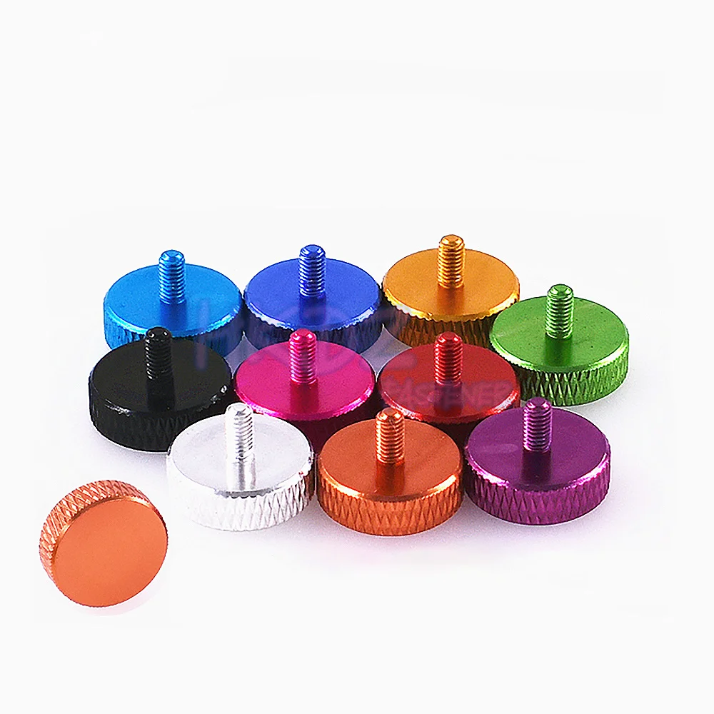 M3x6mm DIY Decorative Hand Screws Color Aluminium Knurled Flat Round ...