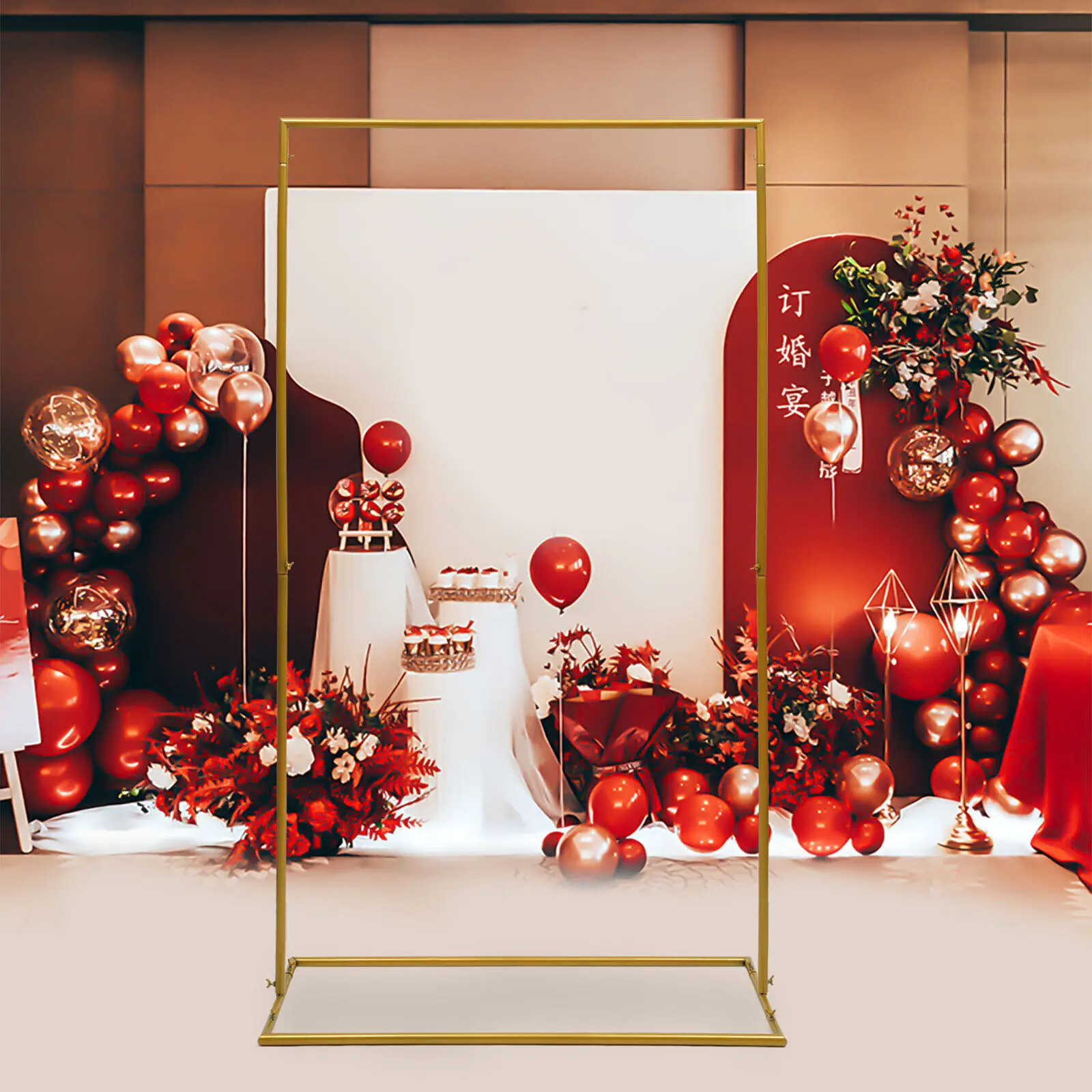 Rectangle-Wedding-Arch-Metal-Stand-Ballon-Frame-Gold-Wedding-Props-Home ...