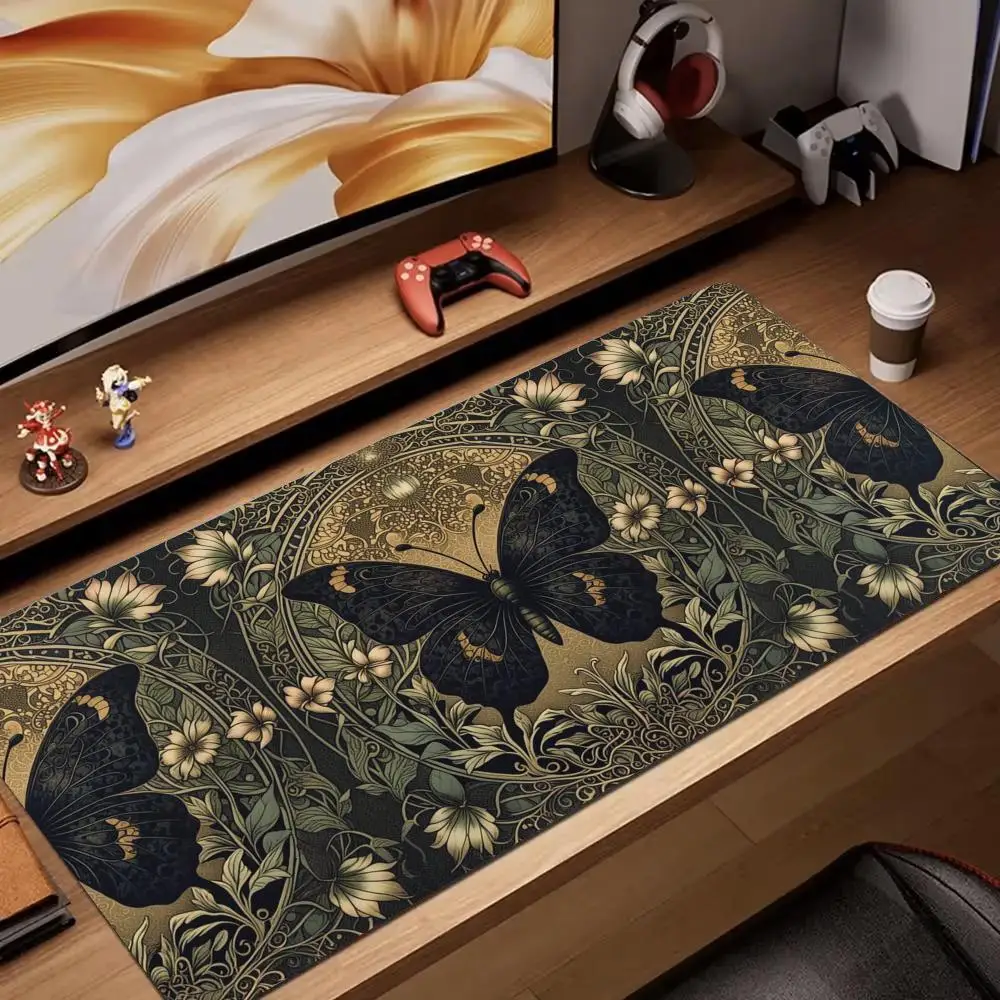 Tapis de souris design rétro floral et papillon, en caoutchouc ...