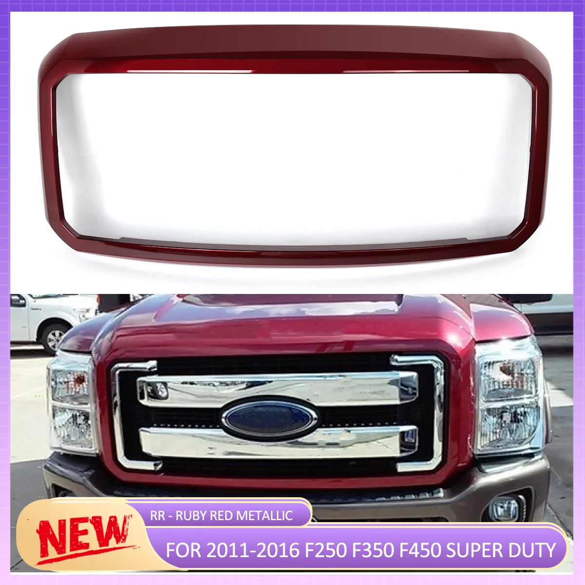 Ruby Red Metallic Front Grille Frames for Ford F250 F350 F450 2011-2016 ...