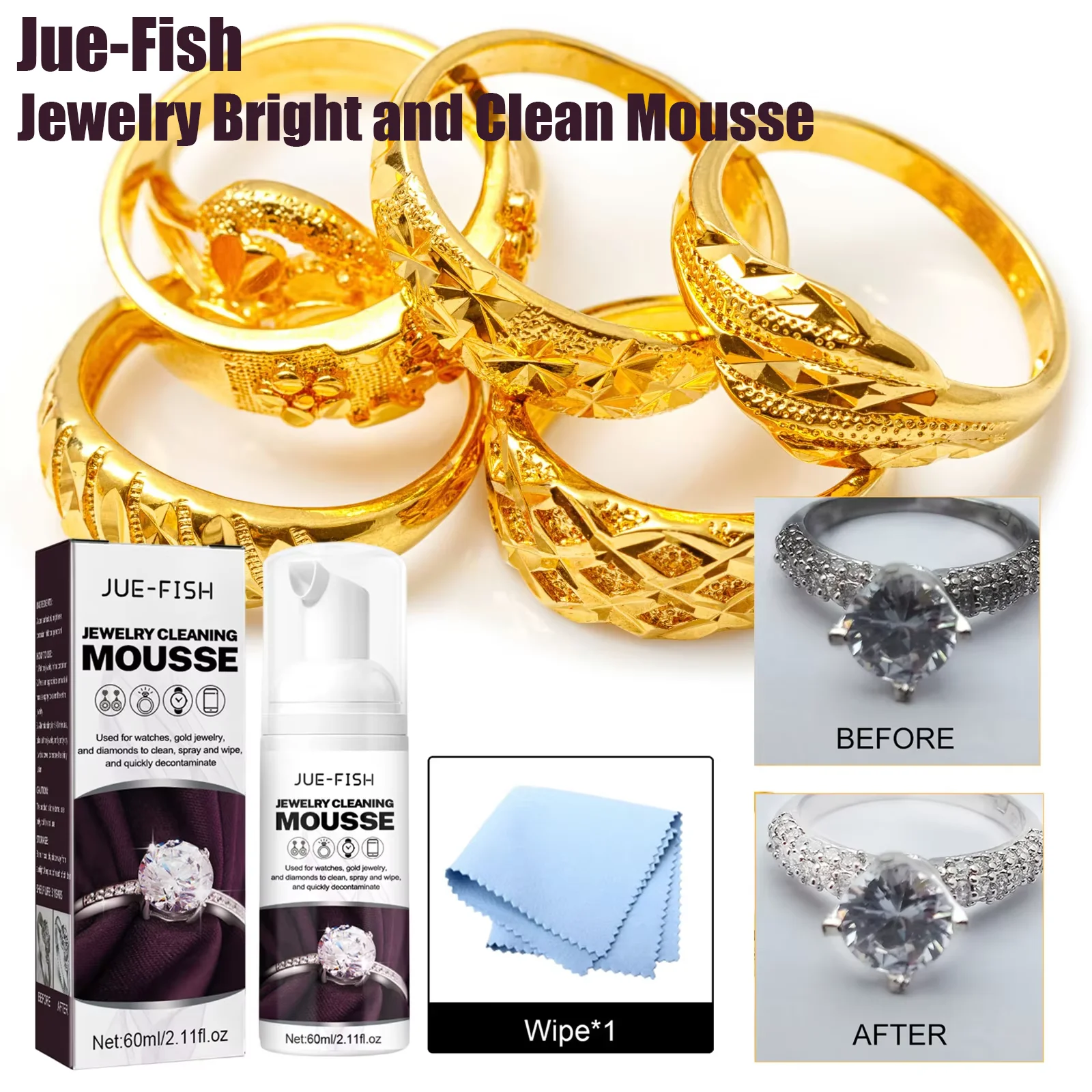 Gold Diamond Ring & Silver Jewelry Cleaner Liquid - Shiny Polishing ...