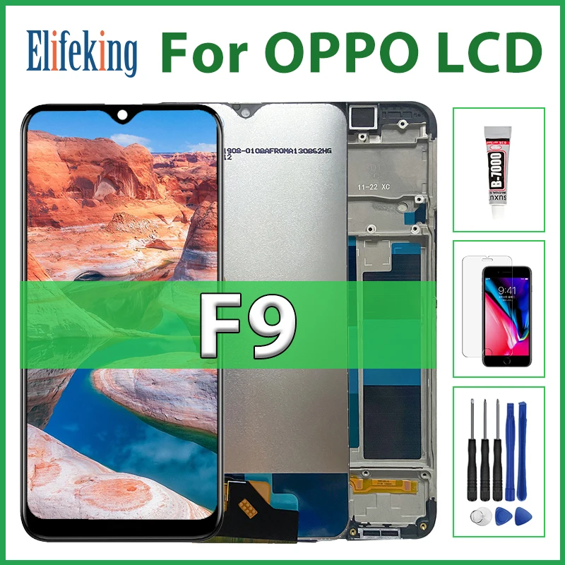 Original Display For OPPO F9 LCD Screen Touch Digitizer With Frame ...