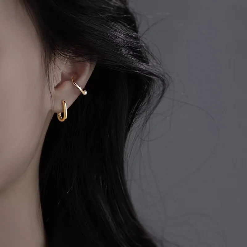 925-Sterling-Silver-Ear-Bone-Clip-Simple-Fashion-Pearl-Irregular ...