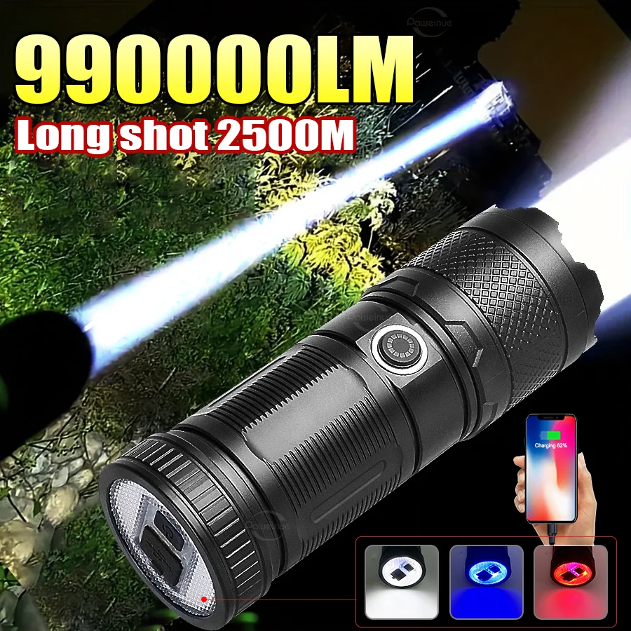 2024-Ultra-Bright-Tactical-Flashlight-Rechargeable-USB-High-Power-LED ...