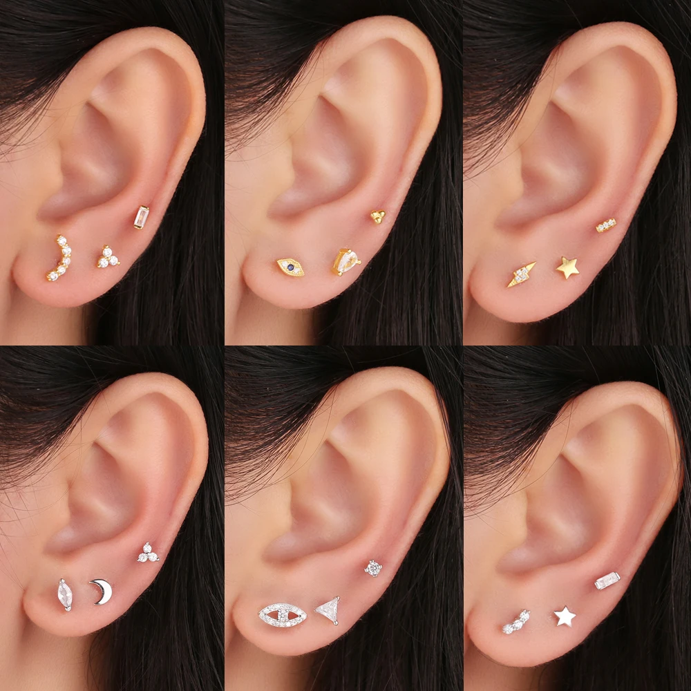 Screws-Mini-Ear-Piercing-Stud-Earrings-925-Sterling-Silver-for-Women ...