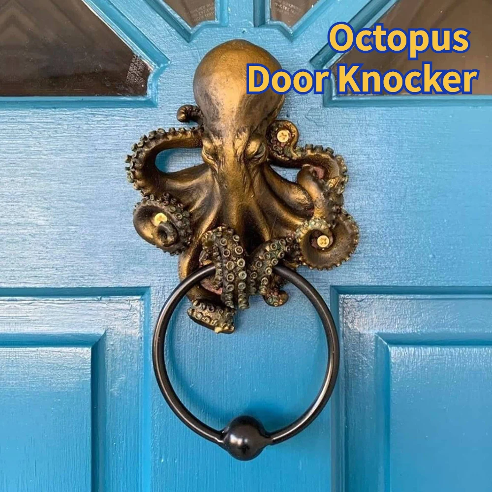 Octopus-Skull-Door-Knocker-Unique-Bizarre-Gothic-Home-Decoration-Resin ...