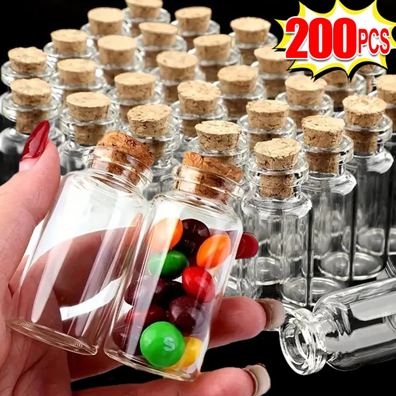 Mini-botellas-de-vidrio-transparentes-con-corcho-botella-de-deseos ...
