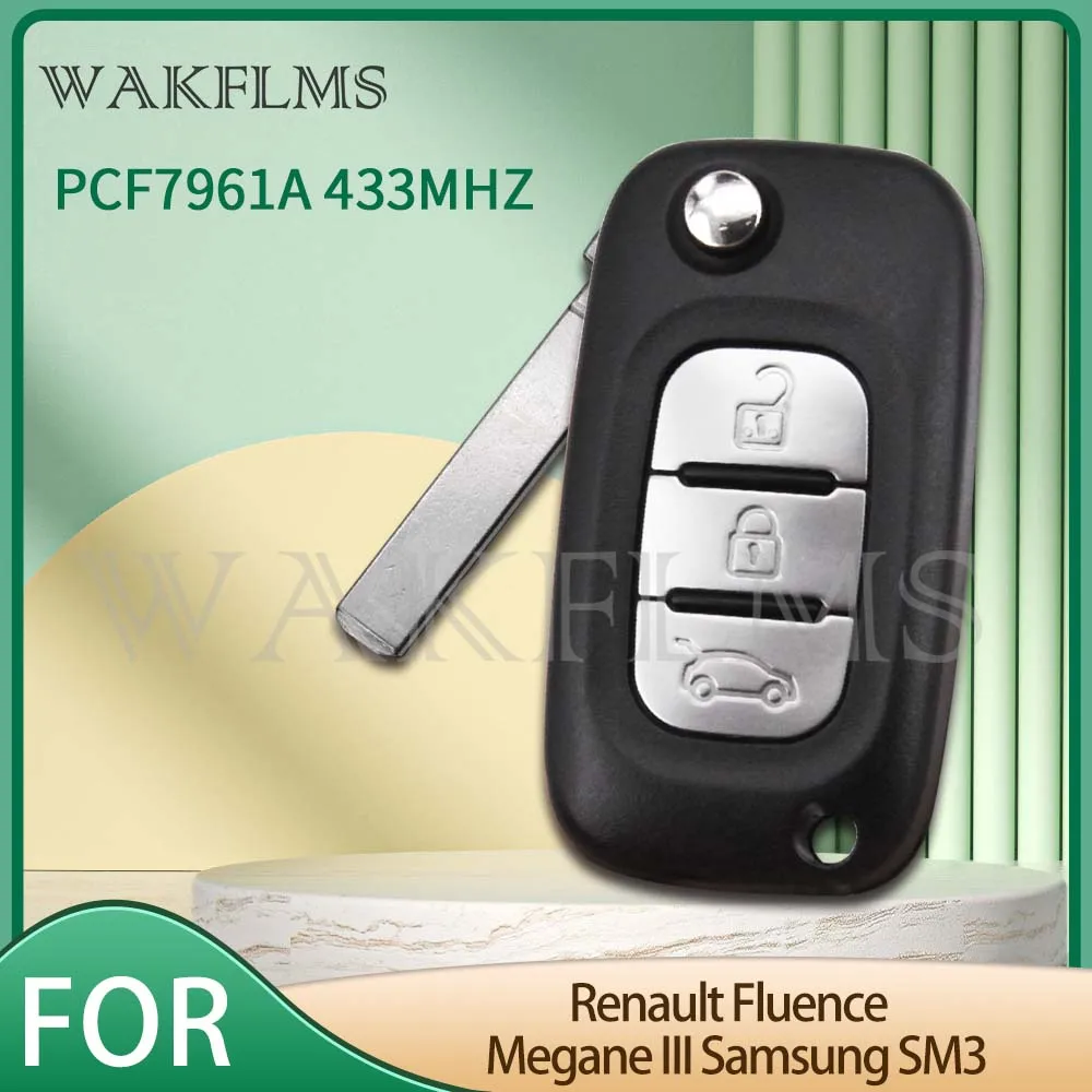 3-Buttons-433MHz-PCF7961A-Chip-Auto-Accessories-Replacement-Filp-Remote ...