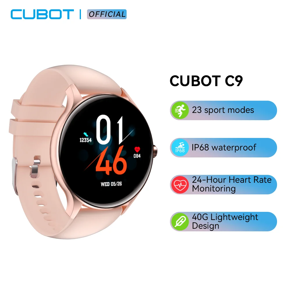 Cubot C9 IP68 Waterproof SmartWatch Heart Rate Calorie Monitor Fitness ...