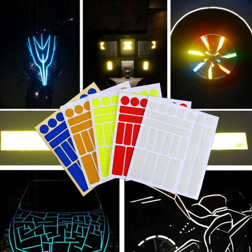 21Pcs-Red-Reflective-Sticker-Tape-Waterproof-White-Fluorescent-Yellow ...