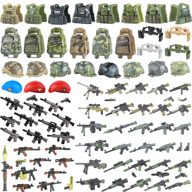 MOC Military Building Blocks Figures Weapons Accessories SWAT Gun ...