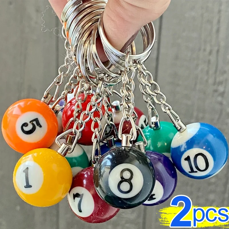 1-2pcs-Fashion-Creative-Billiard-Keychain-Small-Lucky-Number-8-Table ...
