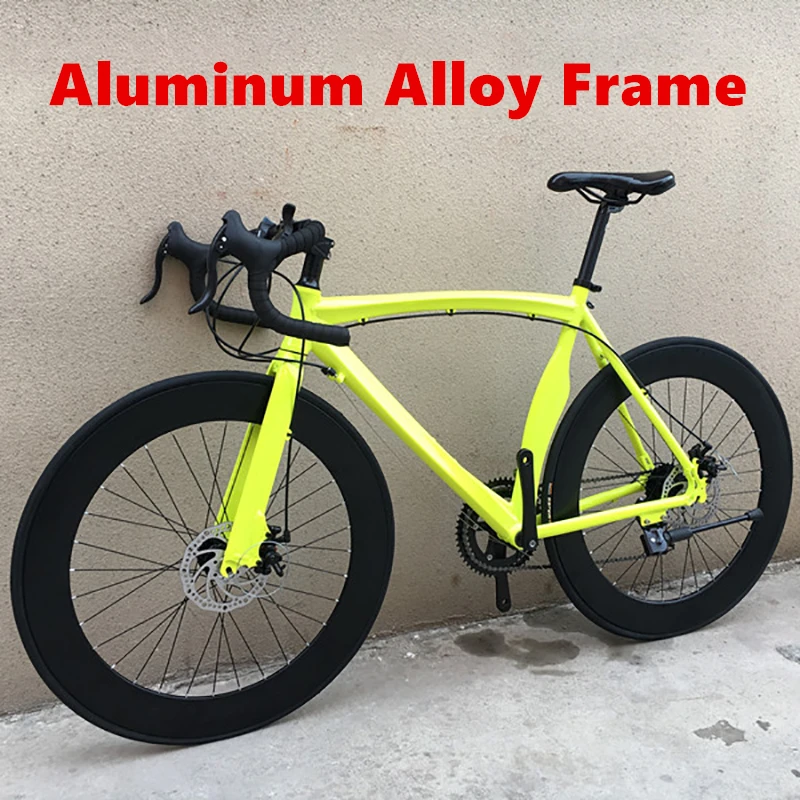 GRAY Road Bike Aluminum Alloy Frame Variable Speeds Bicycle Fit Disc ...