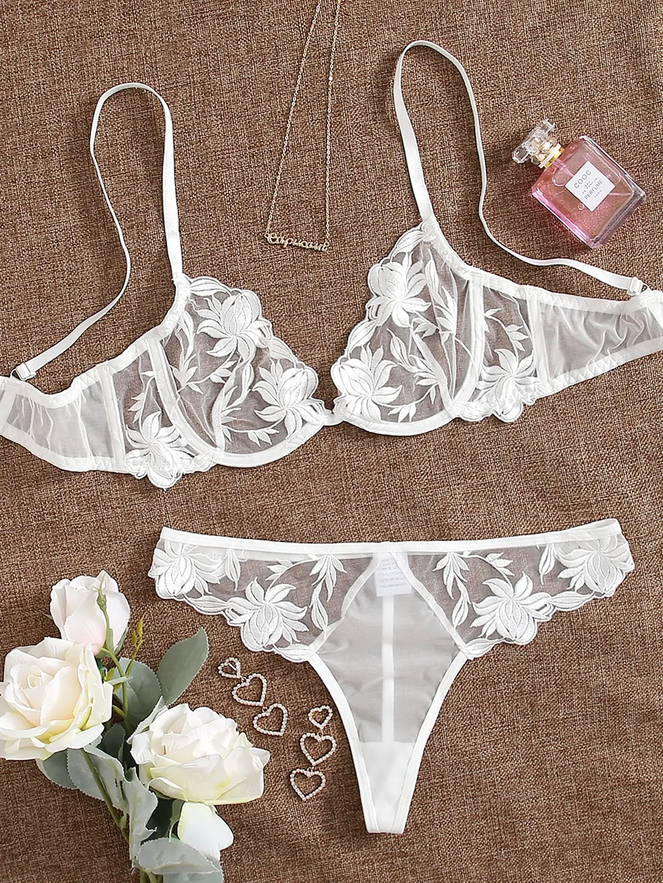Ausgefallene-Dessous-transparente-BH-H-schen-Set-Schulter-gurt-Unterw-sche-2-teilige-Dessous-Set ...