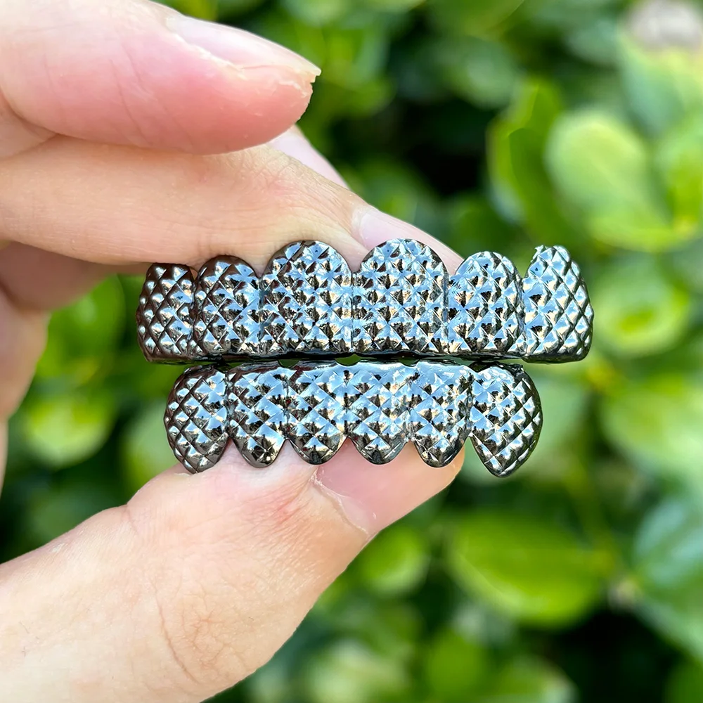 RACHELZ-Hip-Hop-6-6-Diagonal-Grid-Pattern-Teeth-Grillz-Top-Bottom ...