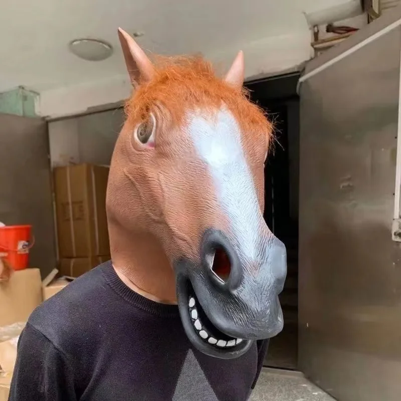 Funny-Horse-Mask-Cosplay-Cat-Donkey-Latex-Full-Face-Animal-Helmet ...